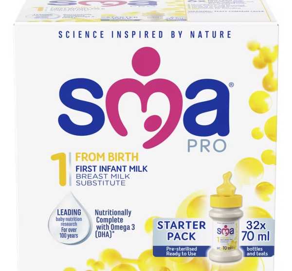 SMA Ready To Feed 32-Pack 70ml With Teats | Breast Pump